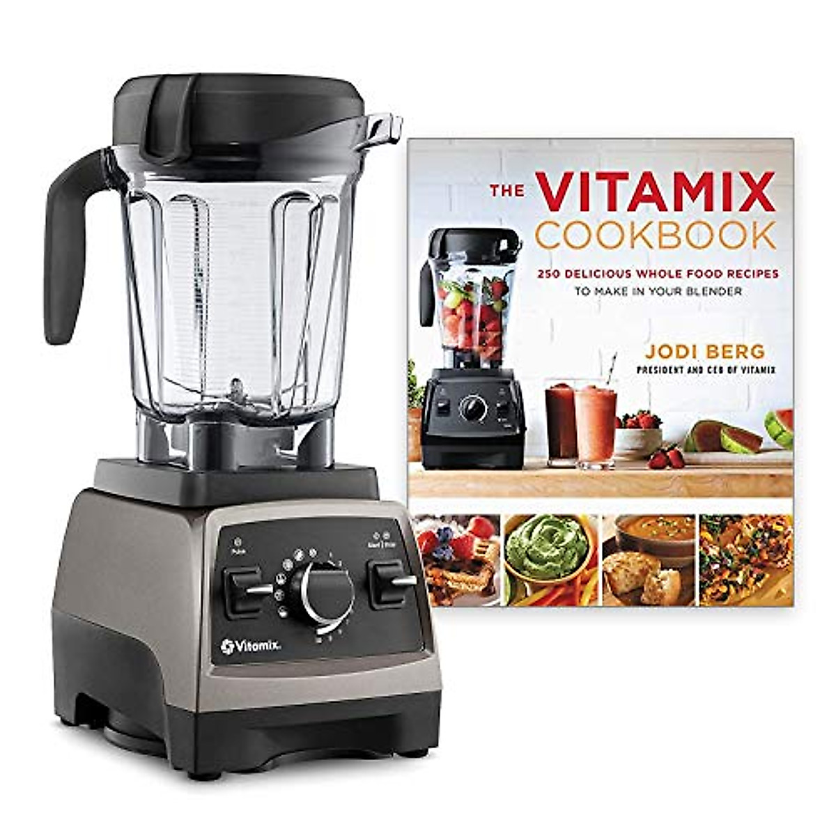 Vitamix Pro 750 Heritage Series, Professional-Grade, 64 oz. Low-Profile Container Bundle with The Vitamix Cookbook - 250 Delicious Whole Food Recipes (Pearl Gray)