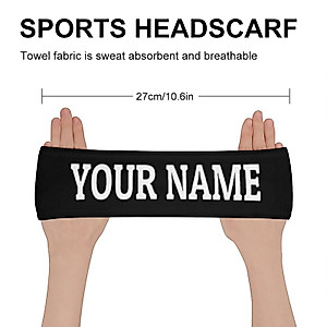 Custom Personalized Workout Sweatbands for Unisex,Sport Headbands Hairband Bandana Balaclava for Gym,Yoga,Basketball,Running Black