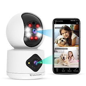 VSTARCAM Dual Lens Indoor Security Camera,5MP Pan Tilt Zoom WiFi Camera,Camera for Baby/Pet/Home with Color Night Vision,2-Way Audio,Human Auto Tracking,Indoor Camera Wireless with Phone App