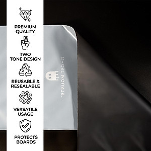 GHOST MOUNTS Skateboard Bags - Premium 10-Pack Deck Sleeves for 9.25" Wide Boards - Two-Tone Design, Reusable & Resealable Slider Zip Bags