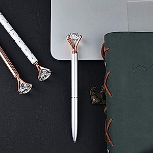 3 Pcs Rose Gold Pen with Big Diamond/Crystal ，Metal Ballpoint Pen，Rose Gold/Silver Office Supplies，Black Ink (3pcs)
