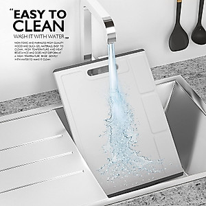 Cutting Boards for Kitchen – Large Plastic Kitchen Cutting Board, Dishwasher Safe Thick Chopping Board with Juice Grooves, for Meat, Fruits, Veggies, Easy Grip Handle, Non-Slip (Grey)