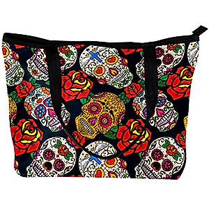 Purses for Women, Tote Bag, Bags for Women, Womens Handbags, Seamless skulls flowers roses pattern
