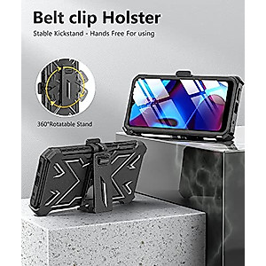 WTYOO for Motorola Moto G Pure Phone Case, Moto G Power 2022/ G Play 2023 Case: with Belt-Clip Holster & Built-in Screen Protector & Kickstand, Full-Body Dual Layer Rugged Protective Phone Cover-Black