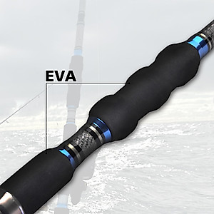 Fiblink 3-Piece Spinning Rod Heavy Spinning Fishing Rod Portable Fishing Rod Carbon Spin Rod (30-50-Pound Test)(8')