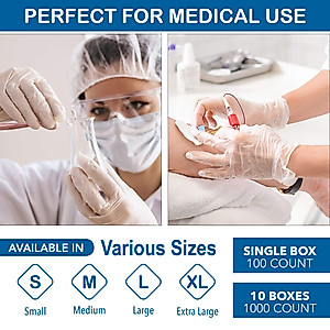 Disposable Vinyl Gloves, 100 Size Large Non Sterile, Powder Free, Latex Free - Examination Gloves, Cleaning Supplies, Kitchen and Food Safe - Ambidextrous - by Turba