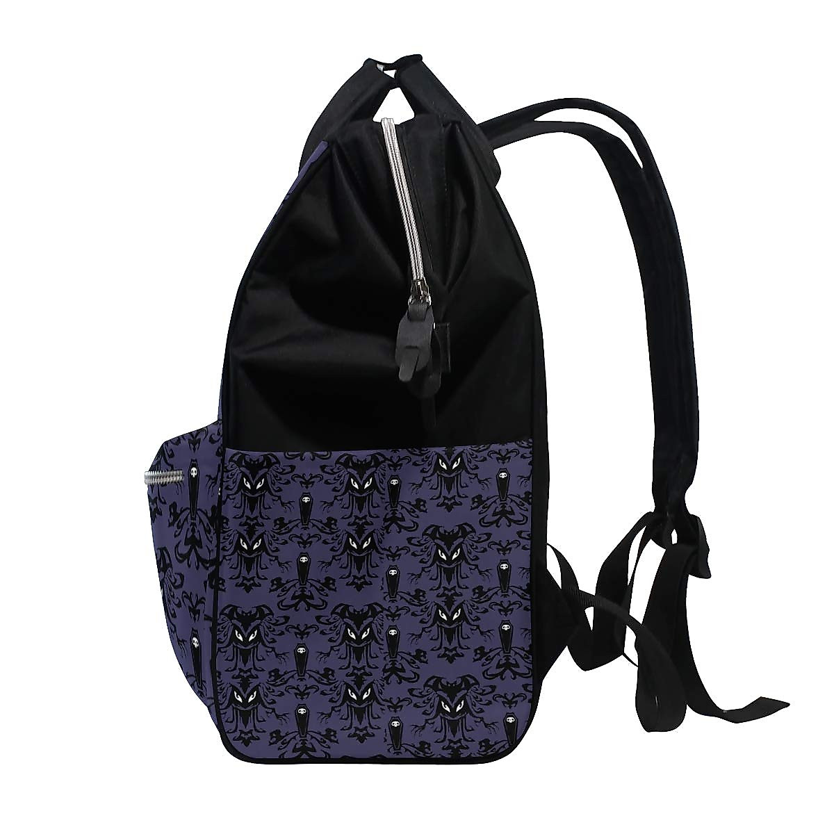 Yonune biikoosii Diaper Bag Backpack with Gothic Halloween Bat Print for Mom/Dad, Wide Open Multi-Function Travel Backpack Nappy Bags