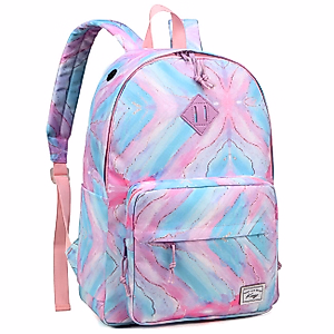 Kasqo School Backpack, 15.6 Inch Classic Lightweight Water-Resistant Backpack Bookbag Daypack for Women Teens Girls Kids College, Travel, Work, Multicolour