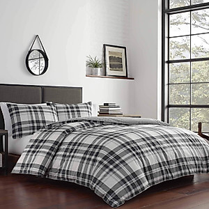 Eddie Bauer - King Comforter Set, Cotton Reversible Bedding with Matching Shams, Plaid Home Decor for All Seasons (Coal Creek Grey, King)