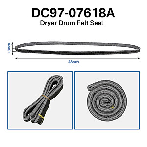 DC97-07618A Dryer Drum Gasket Felt Seal Part Replacement for Samsung Dryer PS4218879 AP4453798 PD00025731 3998155 DV45K6500EV DV48H7400EW DV42H5200EW DV42H5000EW (1 PC)