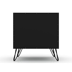 Manhattan Comfort Rockefeller Mid-Century Modern 2 Drawer Bedroom Nightstand, 20.08", Black