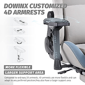 Dowinx Gaming/ Office Chair Breathable Fabric with Pocket Spring Cushion and 4D Armrests, High Back Ergonomic Computer Chair with Massage Lumbar Support Task Chair with Footrest Grey