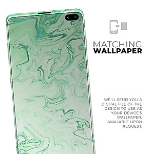 DesignSkinz Mint Marble & Digital Gold Foil V9 Protective Vinyl Decal Wrap Skin Cover Compatible with The Samsung Galaxy S20 (Screen Trim & Back Glass Skin)