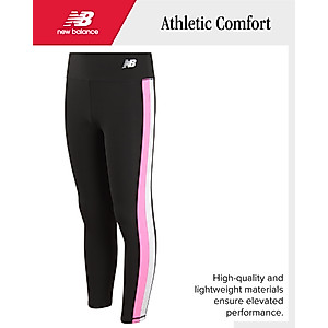 New Balance Girls' Active Leggings - 2 Pack Full Length Performance Yoga Pants (7-16), Size 14-16, Black/Pink Grey