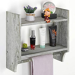 Bathroom Towel Rack Bathroom Shelf with Towel Bar Towel Racks for Bathroom Wall Mounted Bathroom Cabinets Organizer with Towel Shelf, Olive Green