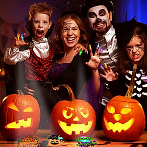 DIYDEC Halloween Party Favors, 24pcs Halloween LED Finger Lights Projection Glow in The Dark Light Up Halloween Toys Bulk for Kids Halloween Goodie Bag Fillers Pinata Stuffers Classroom Prizes