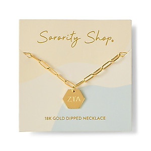 Sorority Shop Gold Plated ZTA Paperclip Necklace, 18k - Women's Sorority Gifts, Zeta Tau Alpha