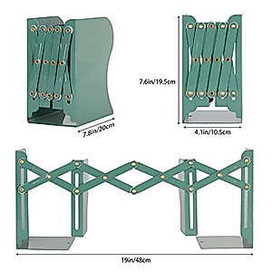Zyners Adjustable Metal Bookends Heavy Duty for Shelves, 2 Dividers, Anti-Slip Design Expandable Book Ends for Desk, Office(Dark Green, 19 inches Max)
