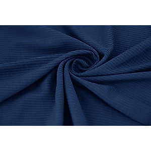 R.Vivimos Women Spring Autumn Long Sleeve Sweater Knitted Slim Elastic V Neck Sexy Midi Wrap Dresses （Large, Navy Blue）