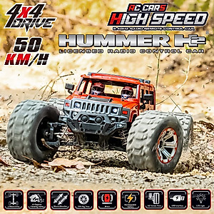 QIYHBVR 1/10 Remote Control Car 50km/h 4WD RC Car Waterproof All Terrain Off-Road Climbing Short Course Vehicle High Speed Rock Crawler Trucks for Boys Girls Kids
