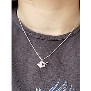 Cute Pig Pendant Necklace 925 Sterling Silver Love Heart Necklaces for Women Nickle Free Animal Pet Adjustable Link Chain Dainty Jewelry for Daughter Niece