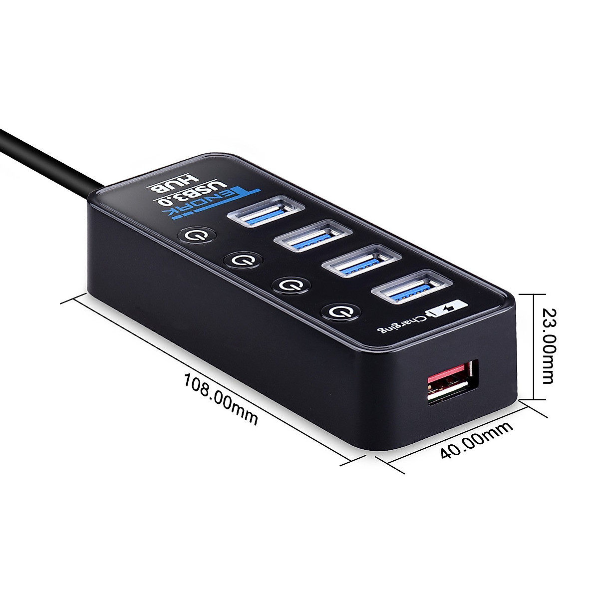 USB 3.0 Hub - Tendak USB Hub with 4 USB 3.0 Data Ports + 1 USB Smart Charging Port and Power Supply Adapter with Individual On/Off Port Switches for MacBook, Mac Pro, HDD