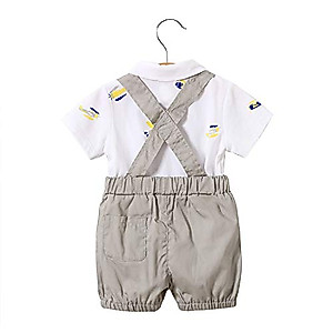 YFYBaby Newborn Baby Boys Gentleman Outfits Suits Infant Short Sleeve Shirt+Bib Pants+Bow Tie Overalls Clothes Set