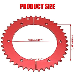 GREHUA Universal Split Sprocket 420 Chain 42 Tooth Rear Drive Wheel Aluminum Sprocket for Predator 212cc 196cc 420cc 389cc 301cc 79cc 98cc 6.5hp 7.0hp 13hp 15hp 3.0hp Mini Bike Parts Go Kart Racing