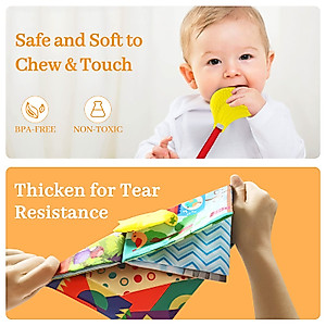 Baby Mirror Tummy Time Floor Toys, High Contrast with Teethers for 0 3 6 12 Month Old Boys, Girls, Infant Baby Play Mirror Development Montessori Sensory Crinkle Soft Books for Crib, Floor, Car, Gift