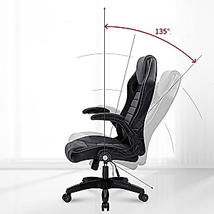 SieHam Chairs,Gaming Chair, Ergonomic Office Chair Sturdy Durable Bedroom Chair Office Meeting Room Executive Swivel Desk Chair/Black/50 * 48 * 110-118Cm