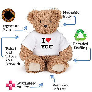 Vermont Teddy Bear Teddy Bears - I Love You Teddy Bear, Stuffed Animals -13 Inch, Brown