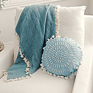 Crane Baby Muslin Swaddle Blanket, Soft Cotton Lightweight Nursery and Stroller Blanket for Baby Boys & Girls, Riverstone, 30" x 40"