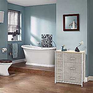 Dresser with 7 Drawers, Storage Drawers Unit for Bedroom, Hallway, Closet, Metal Frame, Wood Top, Easy Pull Fabric Drawers, Linen / Natural