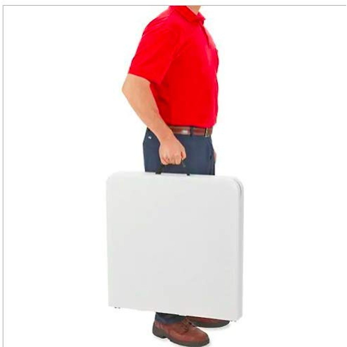 New Home Era Folding Table - Foldable Heavy Duty Plastic Table for Indoor & Outdoor Parties, Picnic, Camping, Wedding, BBQ Catering, Garden Dining - Fold-in-Half Portable Utility Table - White - 4ft