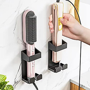 OHEPFD Metal Curling Iron Holder Stainless Steel Metal Hair Tool Holder Ironing Board Hanger Wall Mount Shelves Holder Bathroom Shelf Rack