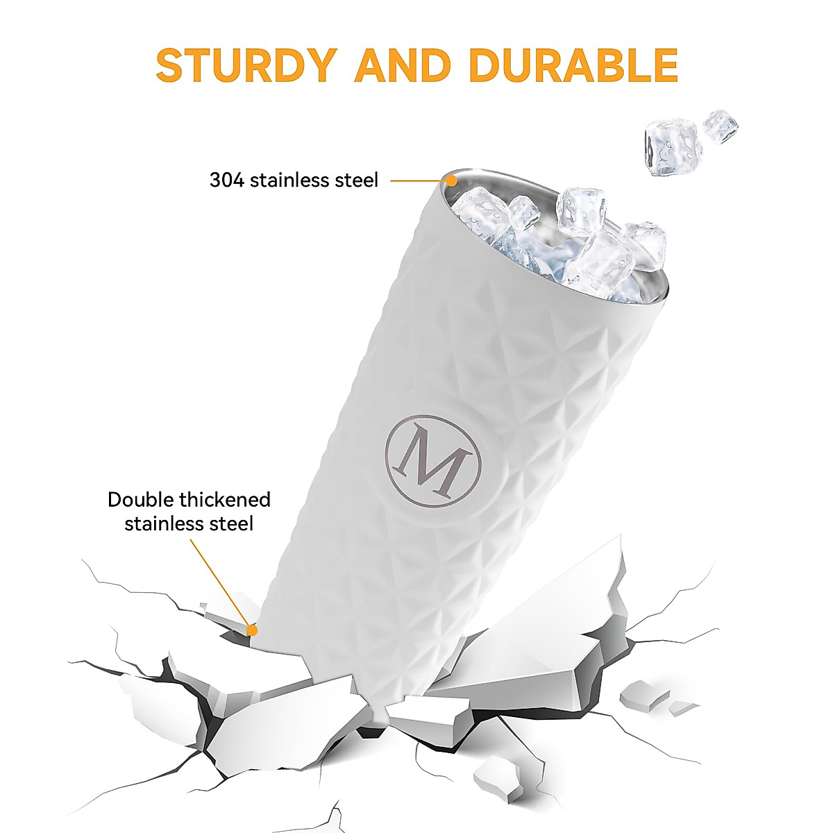 MEFELAY Initial Tumbler with Lid and Straw, 24oz Initial Stainless Steel Insulated Cup, travel coffee mug, Personalized Christmas Birthday Gifts for Women(letter M)