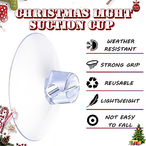 FONUNO Christmas Light Suction Cups 1 8/9" Holiday Light String Suction Cup Hooks Holder for Hanging Christmas Light String Decoration No Tools Required (25 Pieces)