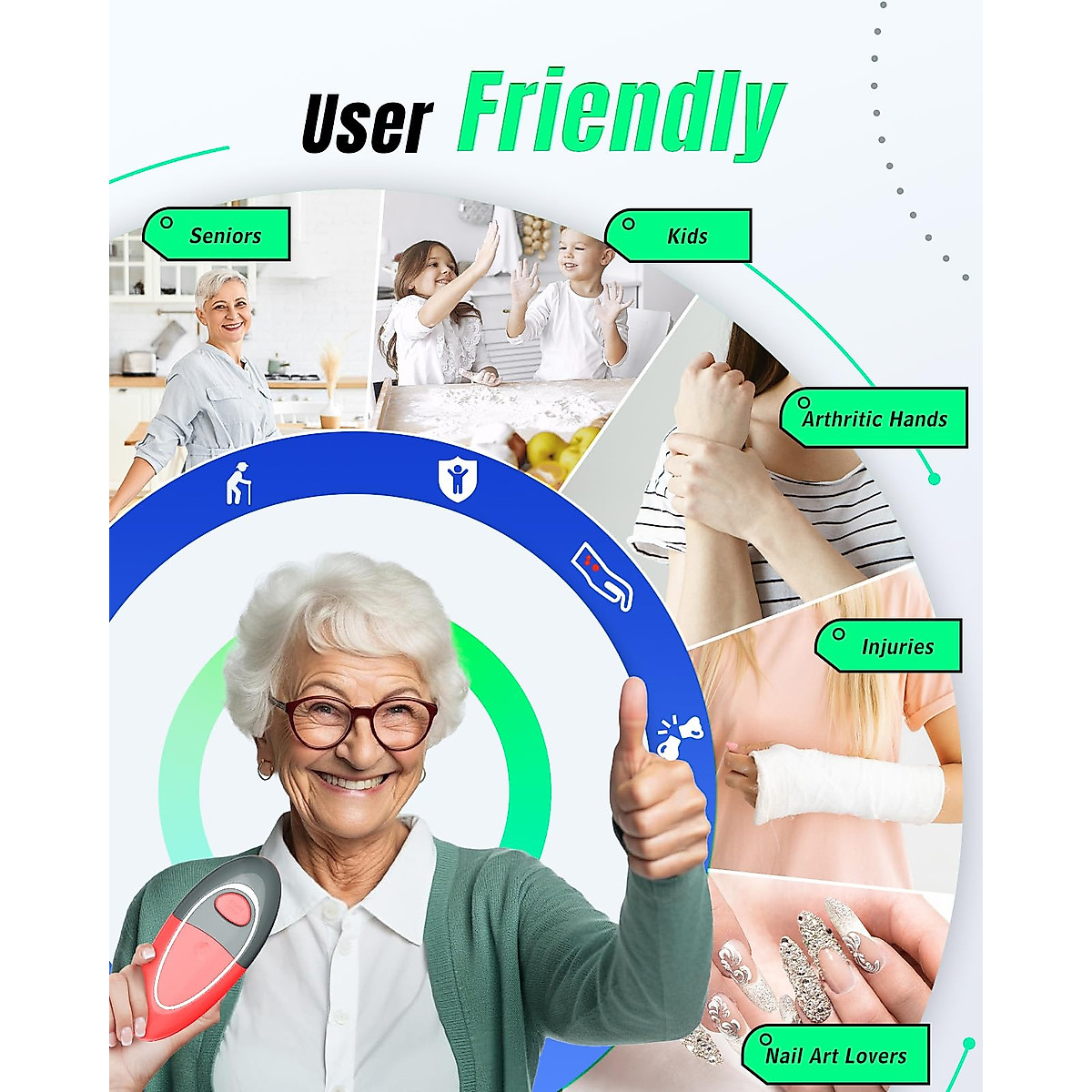 One Touch Electric Can Opener Open Almost Can with Smooth Edge, Electric Can Openers for Kitchen Food-Safe Magnetic Catches Cover, Electric Can Opener for Seniors, Arthritis and Chef