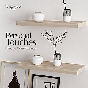 Westminster Décor Wall Mounted Floating Shelves - 2 Pack - Wall-Mounted Shelf Set - Home or Office - Easy Install 16.5” Wooden Shelving - Display or Storage
