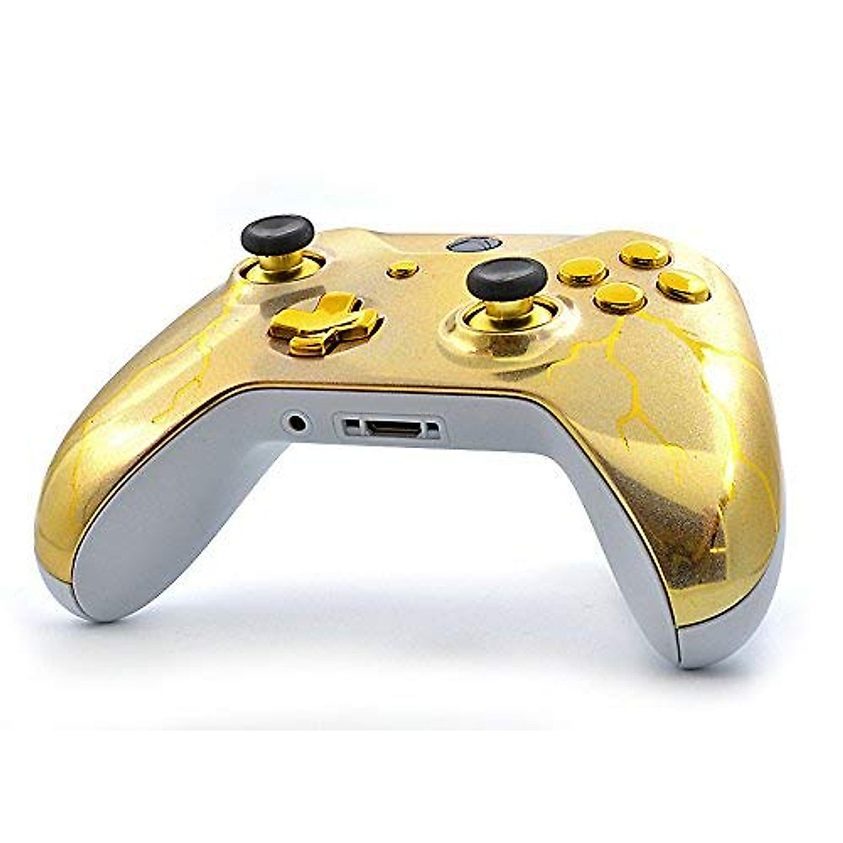 MODDEDZONE Custom MODDED Wireless Controller for Xbox One S/X and PC - With Unique Smart Mods - Best For First Person Shooter Games - Handcrafted by Experts in USA with Unique Design (Gold Thunder)
