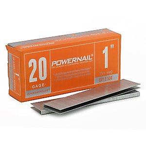 Powernail PS10020 20-Gauge 3/16-Inch Crown 1-Inch Length Chisel Point Collated Galvanized Staples (Box of 2500)