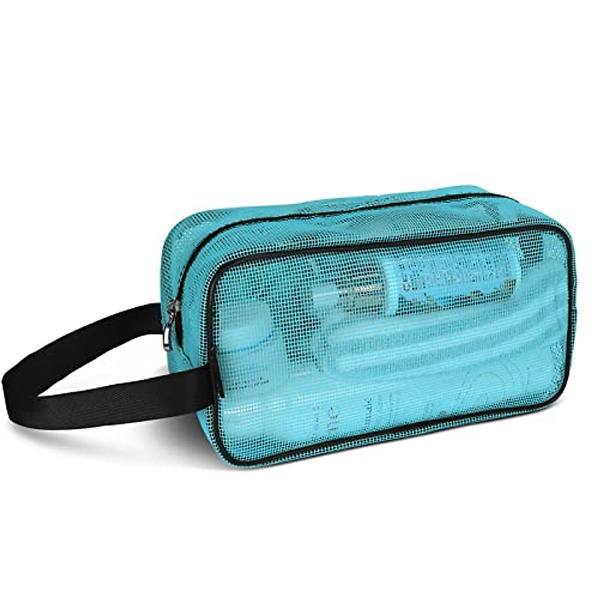 Moyad Mesh Shower Caddy Portable Toiletry Bag Shower Tote College Dorm Room Essentials for Girls Guys Gym Bag Bathroom Shampoo Bags Travel Shower Caddy Camping Shower Organizer Hanging, Blue