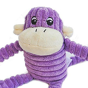 ZippyPaws - Spencer The Crinkle Monkey Dog Toy, Squeaker and Crinkle Plush Toy - Purple, Small