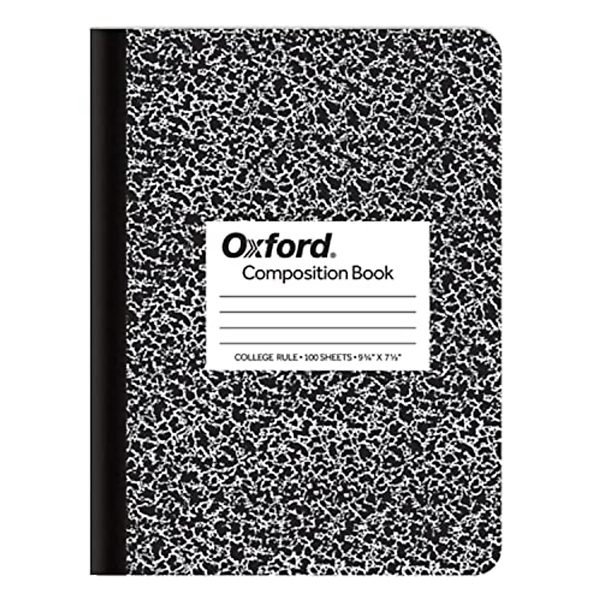 Oxford Composition Notebook, College Ruled Paper, 9-3/4" x 7-1/2", Black Marble Covers, 100 Sheets, 1 Book (63796)