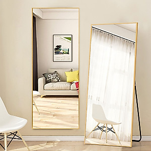 NeuType Full Length Mirror Gold Mirror Full Length Floor Mirror with Standing Hanging Mirror Dressing Mirror Wall-Mounted Mirror Full Length Mirrors for Bedroom Floor Length Mirror, 64" L x 21" W