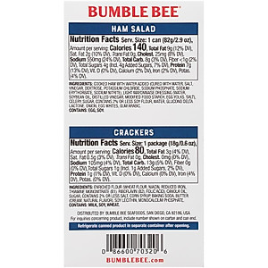 Bumble Bee Snack On The Run Ham Salad with Crackers Kit, 3.5 oz (Pack of 12) - Ready to Eat, Spoon Included - Shelf Stable & Convenient Protein Snack