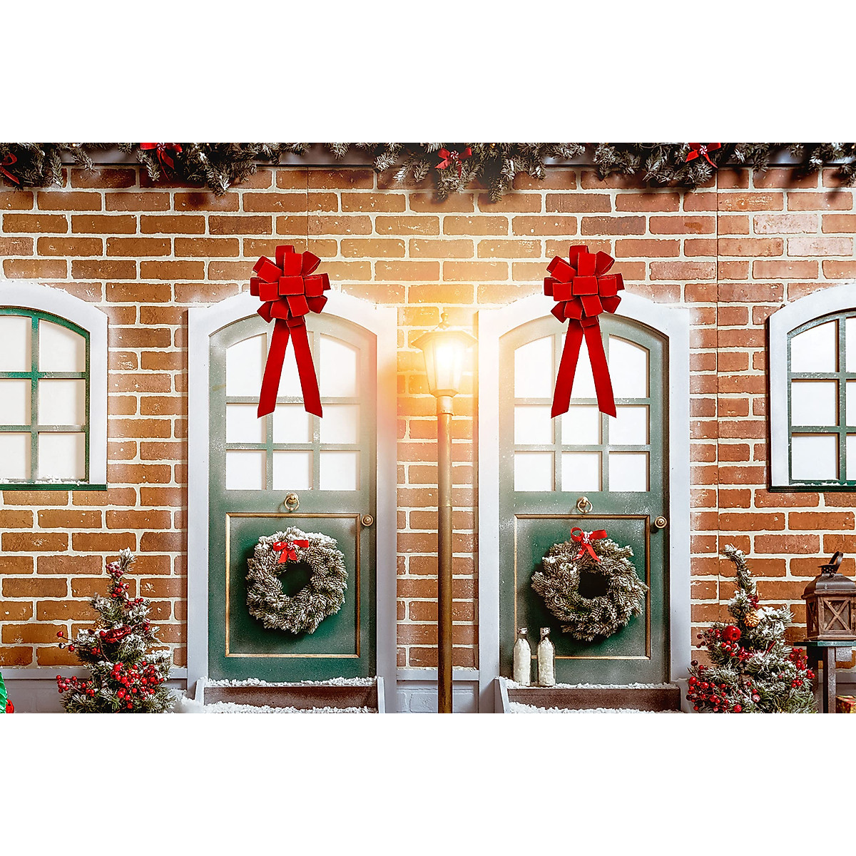 3pcs Red Velvet Ribbon Christmas Bows with Gold Wire, Handmade(26”x 12”) Large Ribbon Bows, Thanksgiving / Christmas Tree Topper, Garland/ Wreath Bow, Tree Topper, Wired Red Christmas Bows