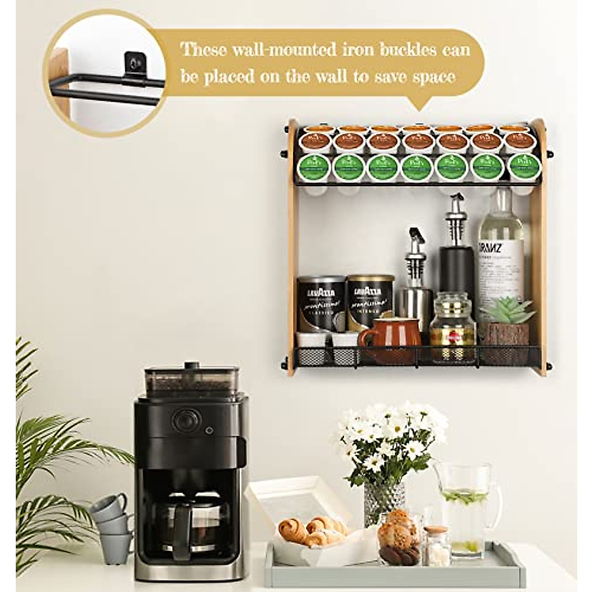 K Cup Holder Large Capacity Coffee Pod Holder Coffee Bar Accessories and Cup Storage Organizer Save Space for Home Office Kitchen Counter Organizer(at Least 49 Coffee Pods)