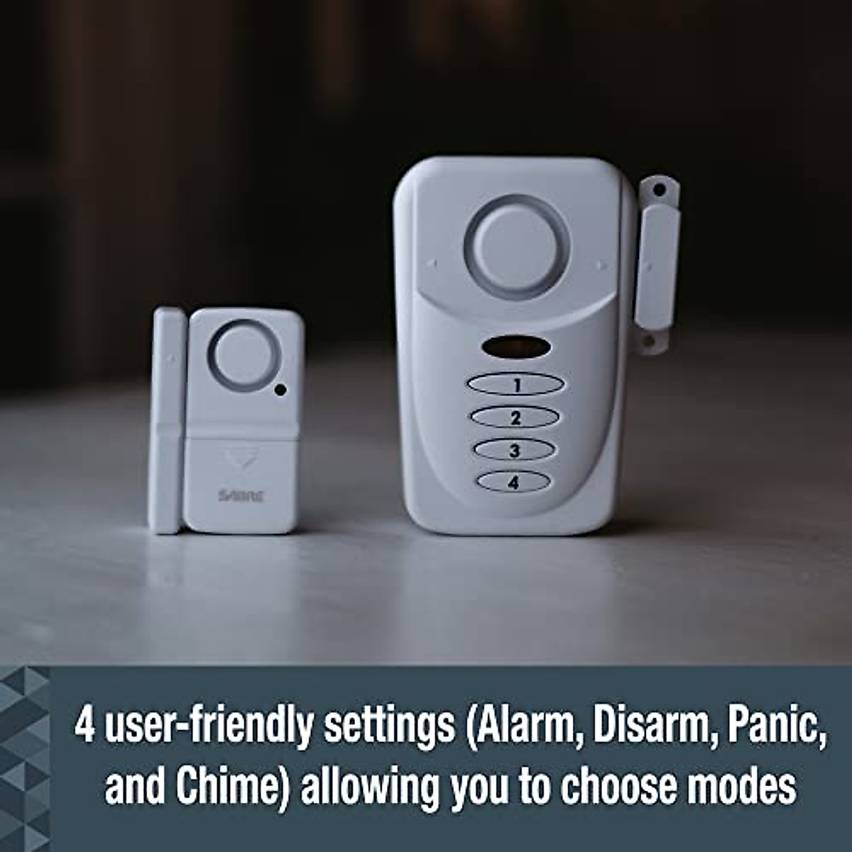 SABRE Door and Window Alarm Kit, 120 dB Alarm, Audible Up To 1,580-Feet (480-Meters), Chime, Away, Home And Panic Modes, Sensors Work On Left And Right Hinged Doors, Low Battery Indicator