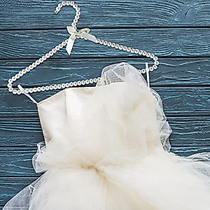 Pearl Hangers Strong Metal Heavy Duty Pack of 5 Elegant Clothes Hangers Beaded White Flower Ribbon Combination for Adults Men Women Kids Children